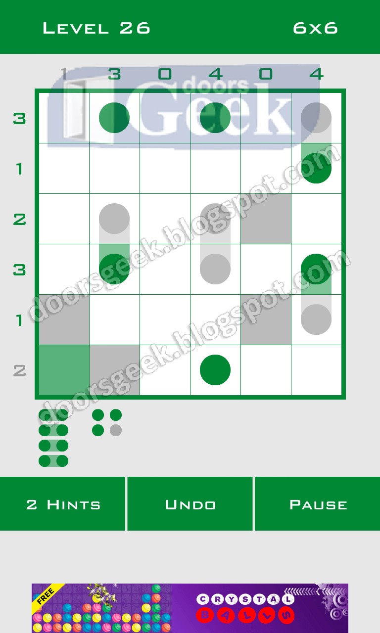 Logic Dots [6x6] Level 26 Solution ~ Doors Geek